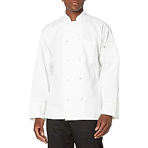 Uncommon Threads Unisex Classic Knot Button Chef Coat, White, Medium