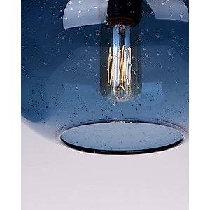 ARIAMOTION Pendant Lighting for Kitchen Island Blown Glass Blue Modern Seeded Bubbles Mini Light Fixtures Dining table Bathroom Bedroom Sink Brushed Nickel 8.5 inch Diam 2 Pack