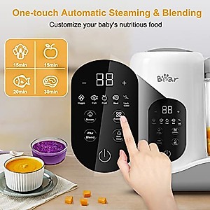 BEAR 2023 Baby Food Maker | One Step Baby Food Processor Steamer Puree Blender | Auto Cooking & Grinding | Baby Food Puree Maker with Self Cleans | Touch Screen Control