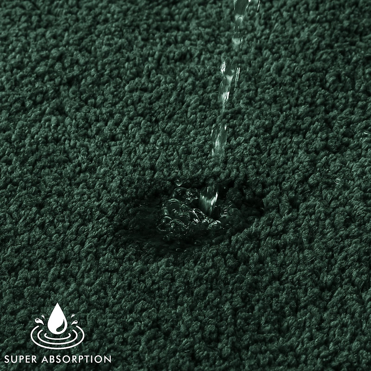 MIULEE Dark Green Bathroom Rugs Set 2 Piece, Non Slip Bath Mat with Absorbent Microfiber, Ultra Soft Thick Rugs for Bathroom Floor Tub Shower, Machine Washable (16 x 24 Inches)