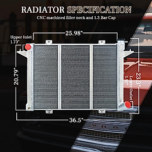 OzCoolingParts Pro 89-93 Dodge D/W 250 350 Series Radiator, 55mm 3 Row Core Aluminum CC1198 Radiator for 1989-1993 90 91 92 Dodge D250 D350 W250 W350 5.9L L6 Diesel Turbo