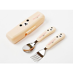 Cute Bear Designed Fork and Spoon Flatware Set with Case (Ivory)