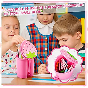 3 Pcs Strawberry Trash Can with 100 Pieces of Trash Bags Cute Trash Can Desktop Trash Can Mini Pink Pop up Garbage Can Strawberry Countertop Wastebasket for Desk Bathroom Bedroom Kitchen Office