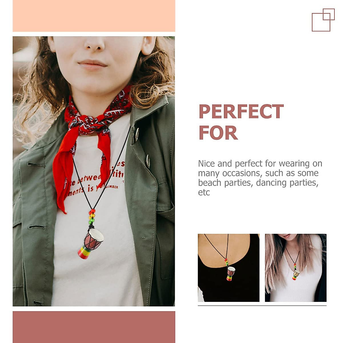 Milisten 28 Pcs African Tambourine Pendant Mini African Drum Pendant Drum Player Necklace African Drum Craft Para Hombres Personalized Drum Necklace Pendant Log Congo Wood Man