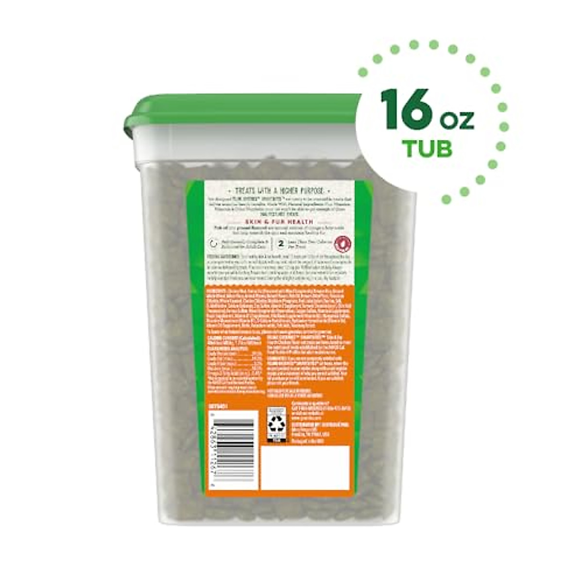 Greenies Feline Smartbites Skin & Fur Health Crunchy and Soft Textured Adult Natural Cat Treats, Chicken Flavor, 16 oz. Tub