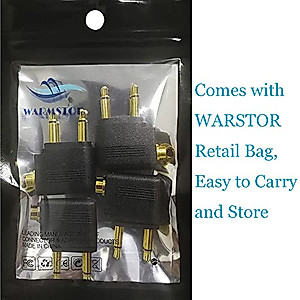 Warmstor Dual 3.5mm Male to 3.5mm Female Airplane Airline Flight Headphones Adapter Gold Plated (4 Pack)