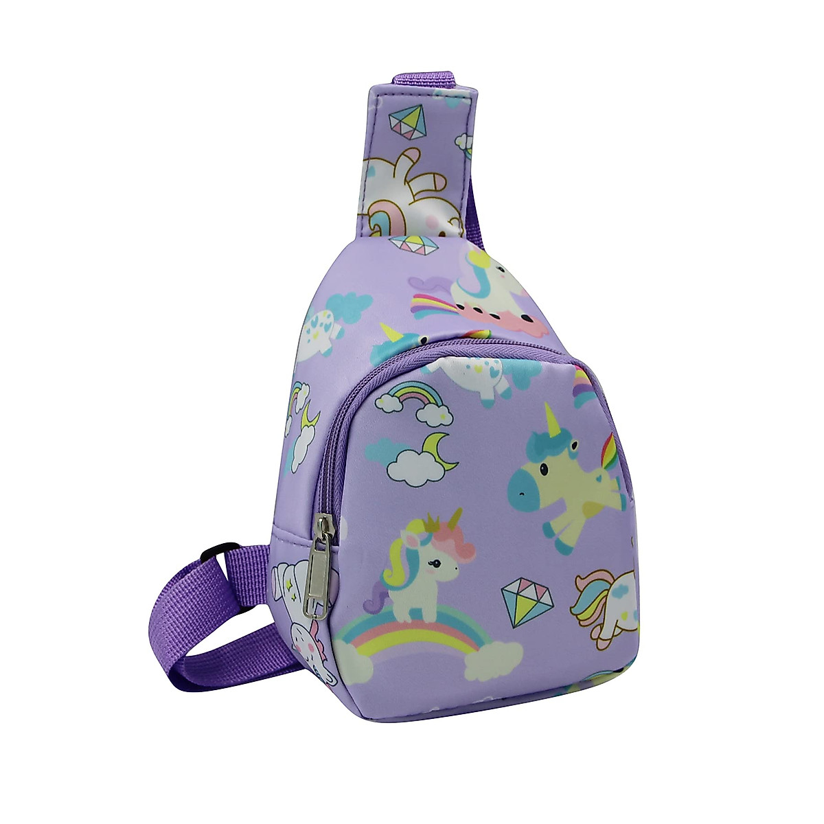 ANKOMINA Small Sling Bag for Kids Cute Cartoon Crossbody Shoulder Bag Unicorn Dinosaur Chest Bag for Outdoor,Travel,Hiking