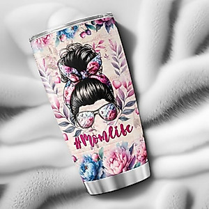 Mom Gifts, Mom Life Nutrition Facts, Tumbler 20 Oz With Lid And Straw, Coffee Mothers Cups Mother Insulated Funny For Tumblers Women Mama Day Handle