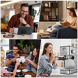 KOIOS Espresso Machines, Upgraded 1200W Espresso Maker with Foaming Steam Wand, 20 Bar Semi-Automatic Steam Espresso Coffee Maker for home, Cappuccino & Latte Machine with 58oz Removable Water Tank