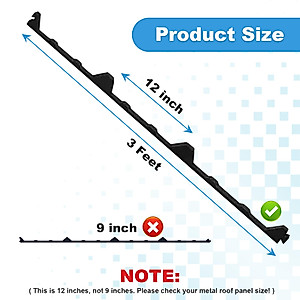 (10PCS)-12" Classic Ribbed Profile Foam Closure Strip for Metal Roofing Panels 3' Long Inside Roof Closure Strip, Noise Reduction, and Resistance to Cold