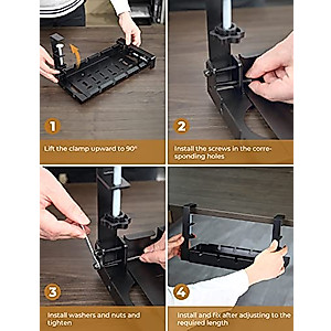 yamagahome Under Desk Cable Management Tray, 14"-21" Retractable Cord Organizer for Desk, No Drill Cable Tray Basket for Wire Management, Sturdy Metal Cable Management with Clamp for Home Office