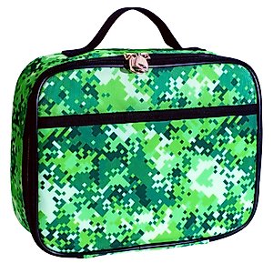 Fenrici Lunch Box for Boys, Kids, Boy's Lunch Box for School, Insulated Lunch Bag for Preschool, K-6, Soft Sided Compartments, Spacious, BPA Free, Food Safe,10.8in x 8.5in x 2.8in, Green Pixel