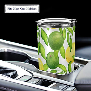 Yasala Tumbler Lemon Lime Watercolor Insulated Office Coffee Cup Back to School Beverage Container Travel Mug with Straw and Lid Double Wall Stainless Steel 20oz