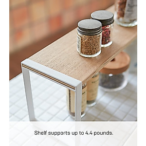 Yamazaki Home Kitchen Rack - Counter Storage Shelf Organizer Steel + WoodWhite