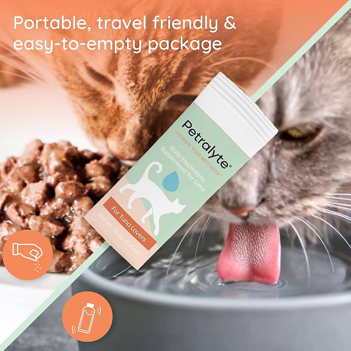 Petralyte Cat Hydration Electrolyte and Cat Joint Supplement | Glucosamine, Chondroitin & MSM for Immunity and Mobility with L-Glutamine, Taurine, Lysine & Prebiotics | for Tuna Lovers | 16 Packets