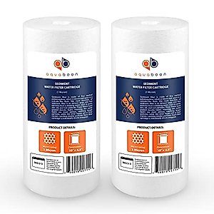 Aquaboon 2-Pack of 1 Micron 10" x 4.5" Sediment Water Filter Replacement Cartridge | Whole House Sediment Filtration | Compatible with W15-PR, HD-950, WFHD13001B, GXWH35F, GXWH30C, HF45-10BLBK10PR