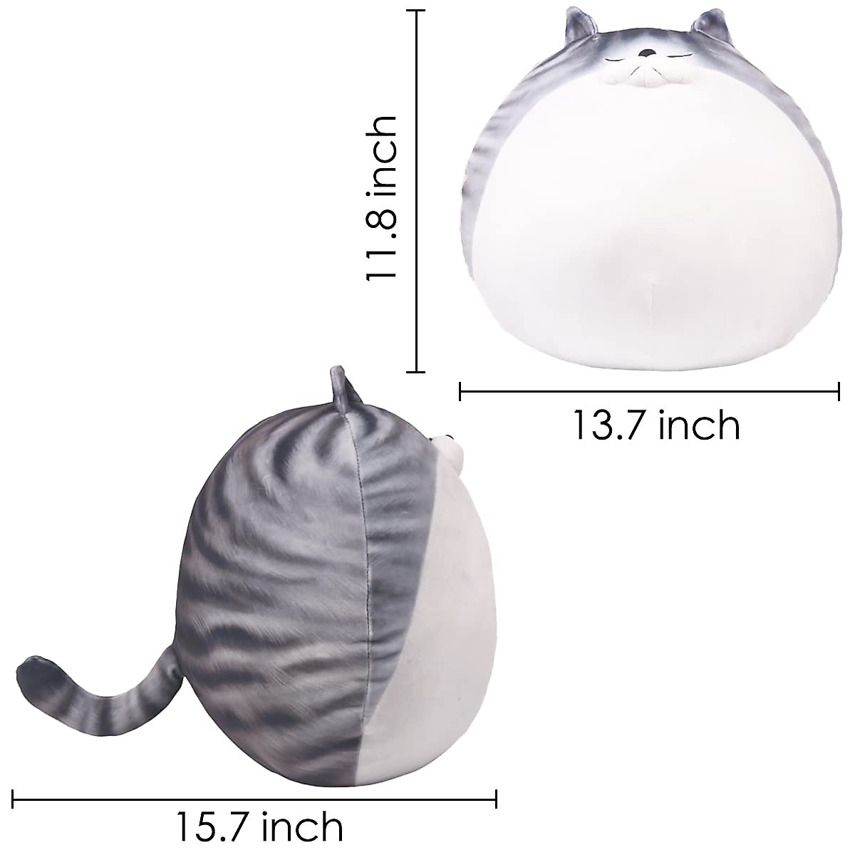 ARELUX 11.8In High Chubby Cat Plush Pillow, Cute Fat Kitty Cat Stuffed Animal Soft Kitten Adorable Hugging Pillow Anime Plushies,Funny Toy Birthday for Adults Friends