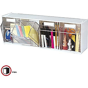 Deflecto Interlocking Multi Storage Organizer Tilt Bin, White