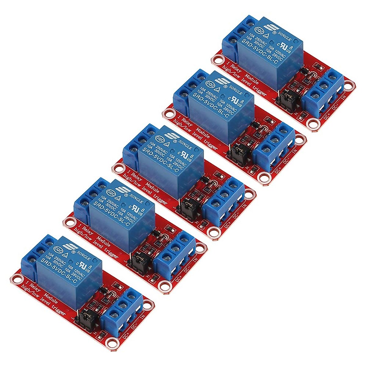 Aoicrie 5Pcs DC 5V 1 Channel Relay Module Board Shield with Optocoupler Isolation Support High or Low Level Compatible Development Board Trigger