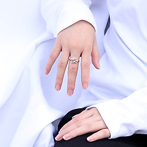 Bolelis 925-Sterling-Silver Just Breathe Rings - Inspirational Adjustable Jewelry Personality Encouragement Gift for Teens Women (Infinity Blessed)