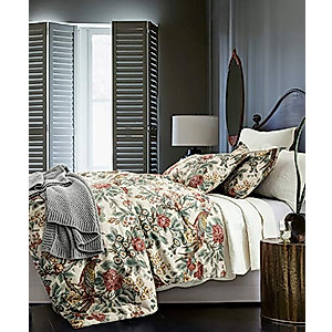 Eikei Home Chinoiserie Chic Peacock Floral Duvet Cover Paradise Garden Botanical Bird and Tree Branches Vintage Stylized Long Staple Cotton Bedding Set (Autumn Red, King)