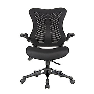 Officefactor Ergonomic Breathable Mesh Chair with Flip-up Armrests, Lumbar Support Executive Rolling Swivel Task Computer Office Chair or Home Desk Chair (Black MESH)