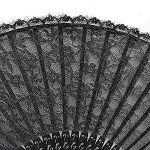Eastern Wind 8.3" Japanese Chinese Fan Black lace Fan Hand Fans for Women,Folding Fan Handheld for Wedding