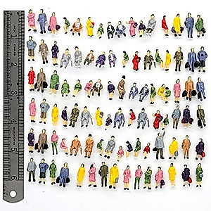 House Life 100pcs 1:87 Scale DIY Painted Figures Tiny People Colorful Mixed Model People Standing and Sitting People Train Park Street Passengers