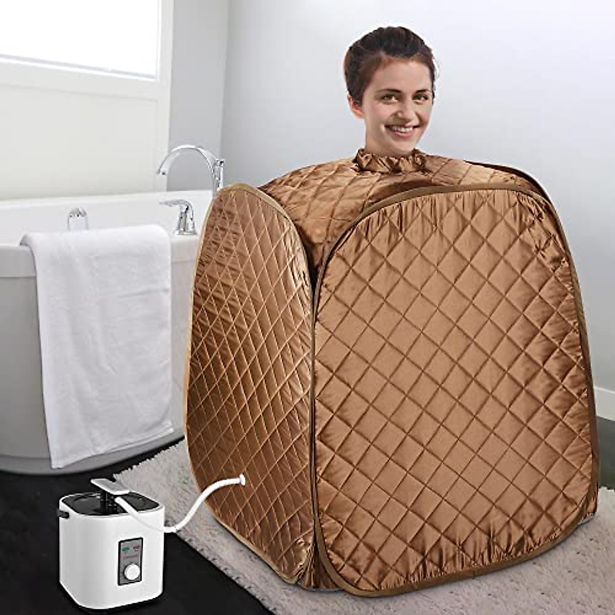 AW 2L Portable Steam Sauna Spa Folding Tent Timer Fast Fold with Steam Generator for Home Relax Detox Therapy Personal Spa Home with Carry Bag