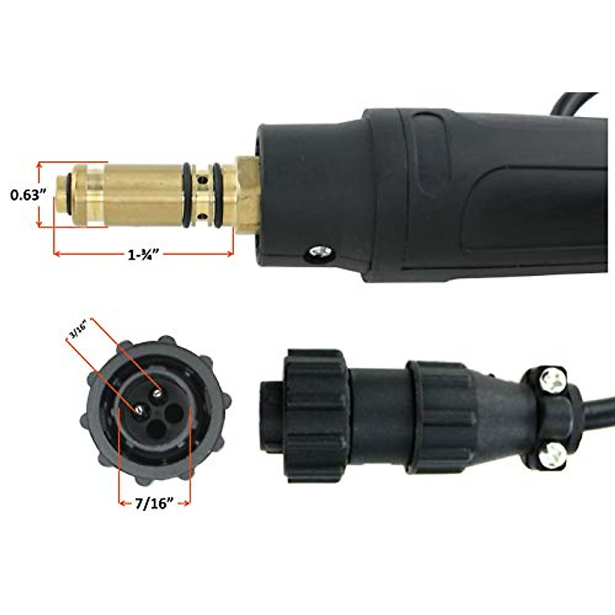 250 Amp MIG Torch Compatible with Lincoln/Tweco - 12 Feet Cable - Two-Pin Signal Connector