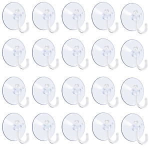 AQUANEAT 20 Packs Suction Cups 1.2/1.8 Inch Clear Sucker Pads with Hooks for Glass Home Organization Decoration (1.2 inch)