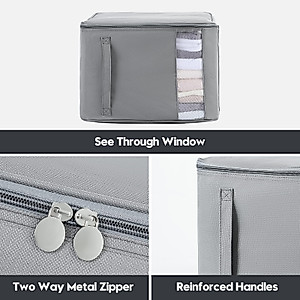 FORCTIBULL Comforter Storage Bags, Durable Oxford Fabric Clothes Organizer for Closet, Washable Collapsible Large Storage Containers for Clothing Blanket Linen Bedding, 2 Pack (18 gallon x 2, Grey)