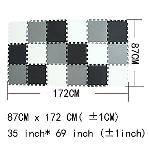 MQIAOHAM playmat Foam Play Tiles Interlocking Play mat Baby Play mats for Kids Floor mats for Children Foam playmats Jigsaw mat Baby Puzzle mat 18 Pieces Children Rug Crawl White Black Grey 101104112