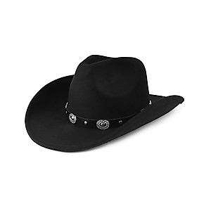Zylioo Oversize XXL Felt Cowboy Hats,Large Western Hat Warm,Unisex Shapeable Wide Brim Fedora Hat with Belt Buckle