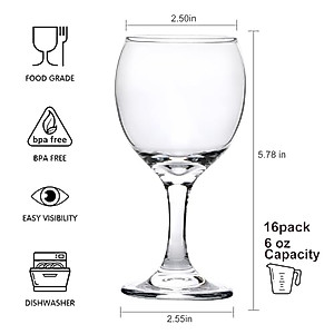 Cadamada Wine Glasses,6oz White Wine Goblets,for Red or White Wine, High-end Banquets, Parties, Bars, Weddings, Gifts (16 pcs)