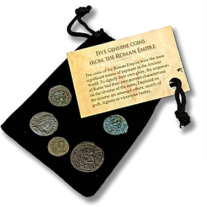 5 Original Imperial Roman Coins in a Coin Grab Bag - Rare Coins of Emperors, Gods & Legions - Coins Collection