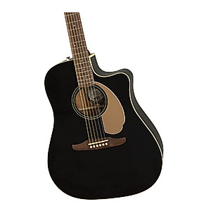 Fender Redondo Player Acoustic Guitar, with 2-Year Warranty, Jetty Black, Walnut Fingerboard