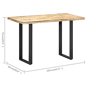 Tidyard Dining Table 47.2 x 23.6 x 29.9 Inch Solid Mango Wood Wooden Dinner Table for Kitchen, Bistro, Home Furniture