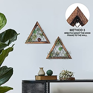 J JACKCUBE DESIGN Air Plant Triangle Frame Hanging Airplant Holder, Rustic Wood Tillandsia, Succulent Plants Display Hanger Shelf for Wall Décor, Set of 2- MK1061A