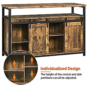 Yaheetech Rustic TV Stand with 2 Storage Cabinets for 55 Inch TV, Entertainment Center with Sliding Barn Doors & Height Adjustable Shelves, TV Console for Living Room