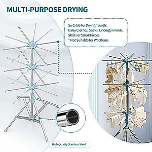 JAUREE Clothes Drying Rack Folding Indoor, Foldable Towel Drying Rack, Portable Drying Rack Clothing and Height-Adjustable, Space Saving Laundry Drying Rack, with 20 Clips