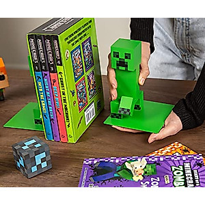 Minecraft 6-Inch Creeper Bookends, Set of 2 | Bookshelf Decor Room Essentials, Storage Organizer for Shelves and Desktops, Book Stoppers | Video Game Gifts And Collectibles