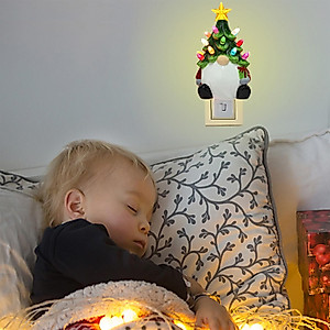 Hausse Christmas Gnome Night Light, Decorative Ceramic Santa Wear Xmas Tree Hat Nightlight for Kids, Multicolor Bulbs & 360 Degree Swivel Plug with On/Off Switch for Home Bathroom Bedroom Decor