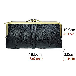 EASTNIGHTS Rfid Blocking Wallets for Women Leather Clutch Wallet Bifold Credit Card Holder Ladies Coin Purse With Zipper and Kiss Lock (black)