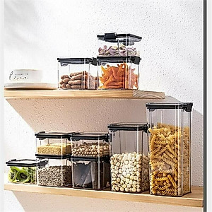 S&M Airtight Food Storage Containers Set with Lids[5 Pack] for Kitchen & Pantry Organization, BPA Free Plastic Clear Canisters for Cereal Flour Sugar Dry Food, Dishwasher Safe (Black)