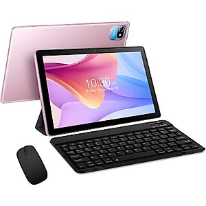OUZRS Android 11 Tablet with Keyboard Mouse,2 in 1 Tablets High Performance Processors with 64GB Storage 256GB Extended, WiFi, GPS, Bluetooth Girls Pink 10" Tablet-M1
