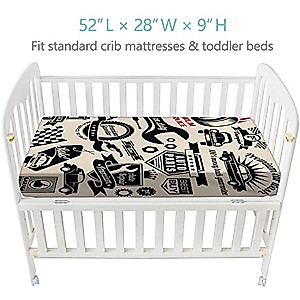 Microfiber Fitted Crib Sheets, Boy Car Print Bedding Cover,Toddler Mattress Ultra-Soft Breathable Sheet,Fits Baby Standard Crib Mattress Sheet 28"x 52"x 8'' Baby Boys Girls