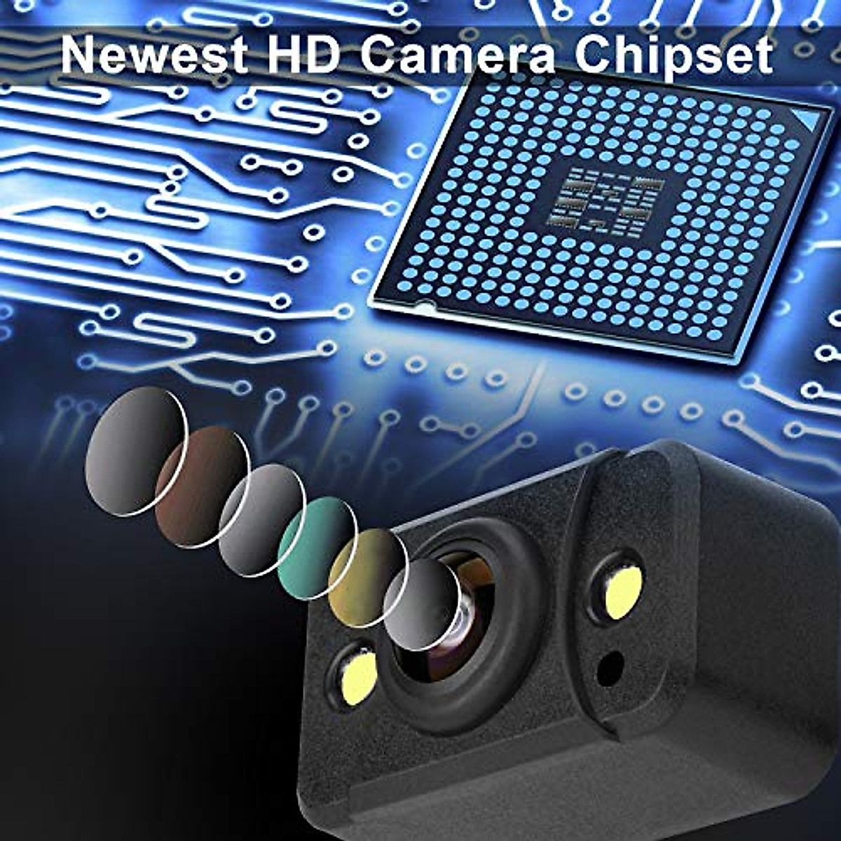 DALLUX Wireless Backup Camera with Stable Digital Signal,5 Inch Monitor+HD 1080P Front/Rear View Night Vision Waterproof Camera for Car,Pickup,Truck,RV,SUV,Van,Camper License Plate Easy Installation