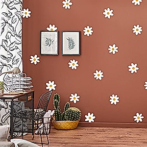 Peel and Stick Flower Floral Vinyl Wall Stickers, White Daisy Wall Decals for Kids Room, Nursery, Bedroom, Living Room, Home Wall Art Décor