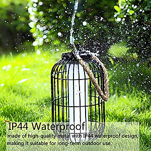 baterysu Large Outdoor Solar Lanterns Hanging Light Waterproof LED Garden Lights solar powered Retro Metal Auto On Off Table Lamp for Garden Patio Porch Lawn Pathway Walkway Tabletop Decorative(Black)